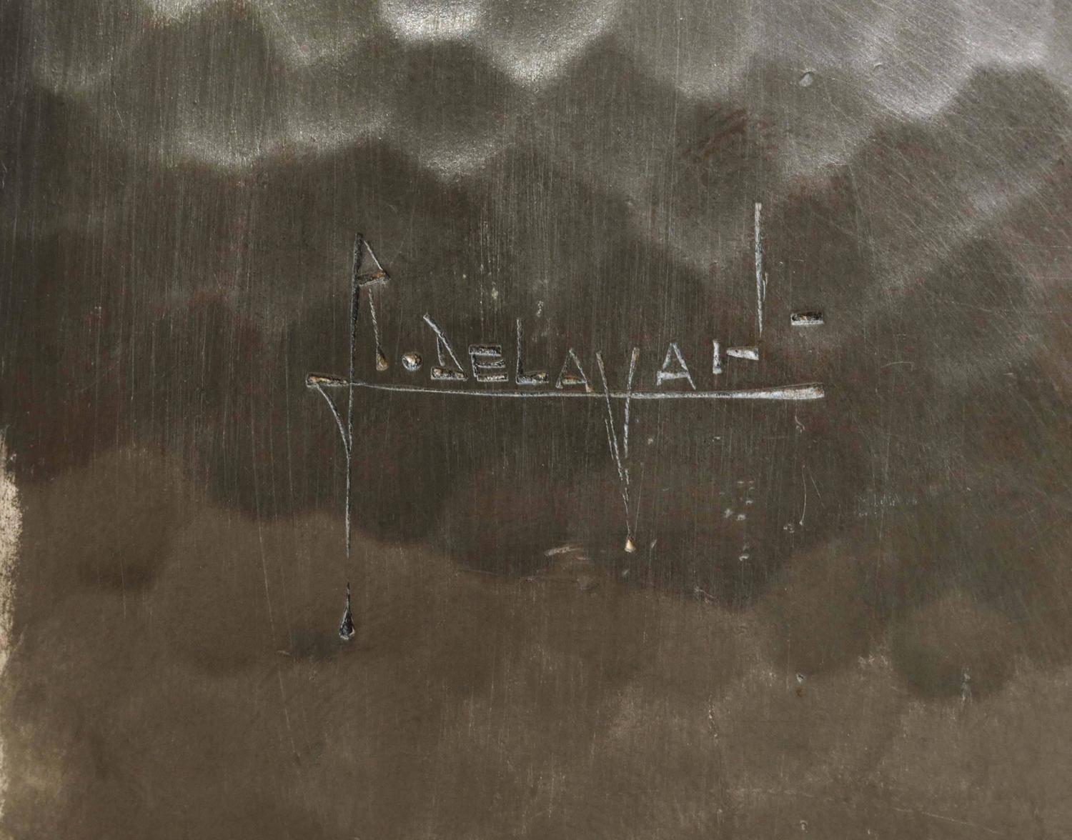 Rene Delavan French Art Deco Pewter Dinanderie Vase For Sale at 1stdibs