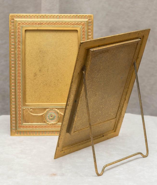 Pair of Gilt Bronze and Enameled Tiffany Studios Picture Frames at 1stDibs