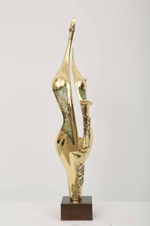 Gilded Bronze and Glass Inclusions Sculpture by J. Duval-Brasseur, Mid ...