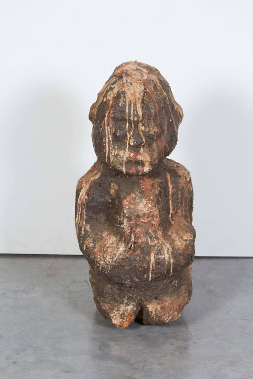 West African Stone Shrine Figure Sculpture, Great Patina And Texture at ...