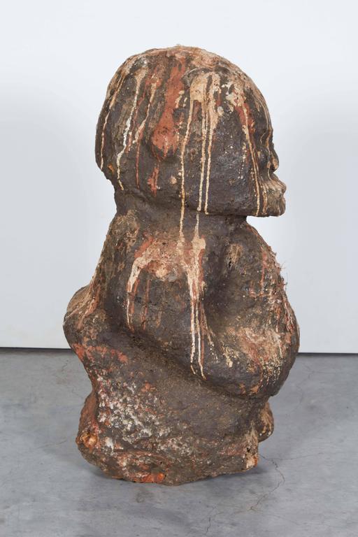 West African Stone Shrine Figure Sculpture, Great Patina And Texture at ...