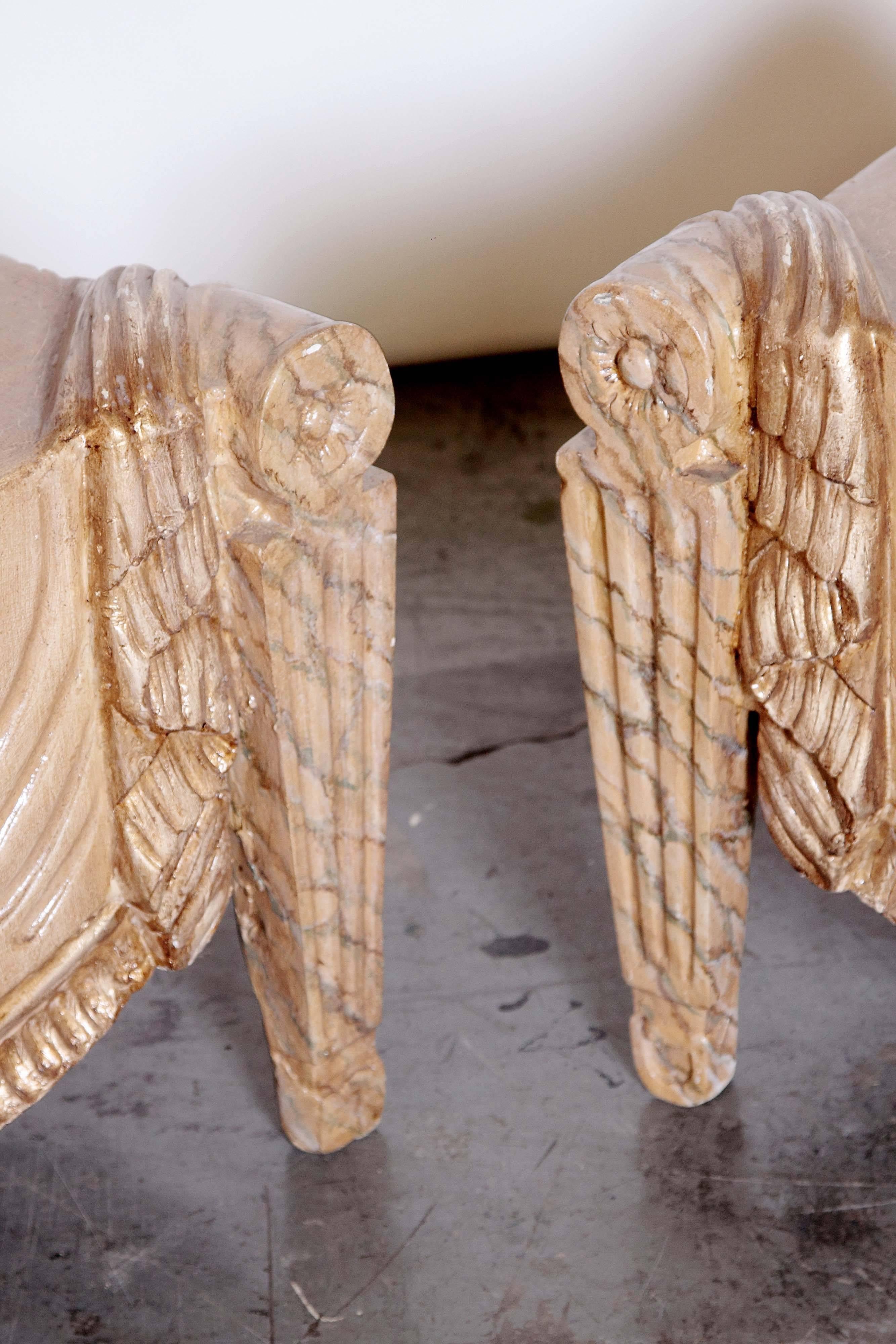 Pair of Carved Beech Wood Stools For Sale at 1stDibs