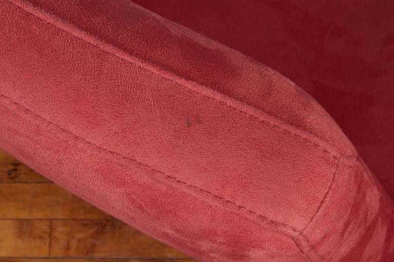 Pair of Modern Swivel Slipper Chairs in Red Suede at 1stDibs