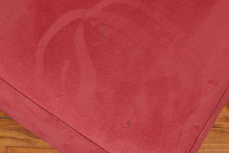 Pair of Modern Swivel Slipper Chairs in Red Suede at 1stDibs