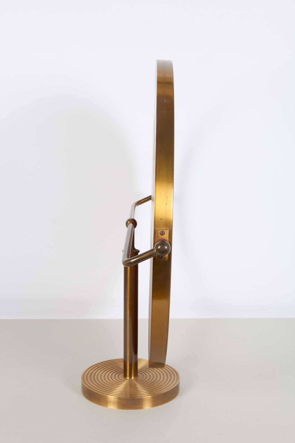 1960s Round Table Mirror on Brass Stand For Sale at 1stdibs