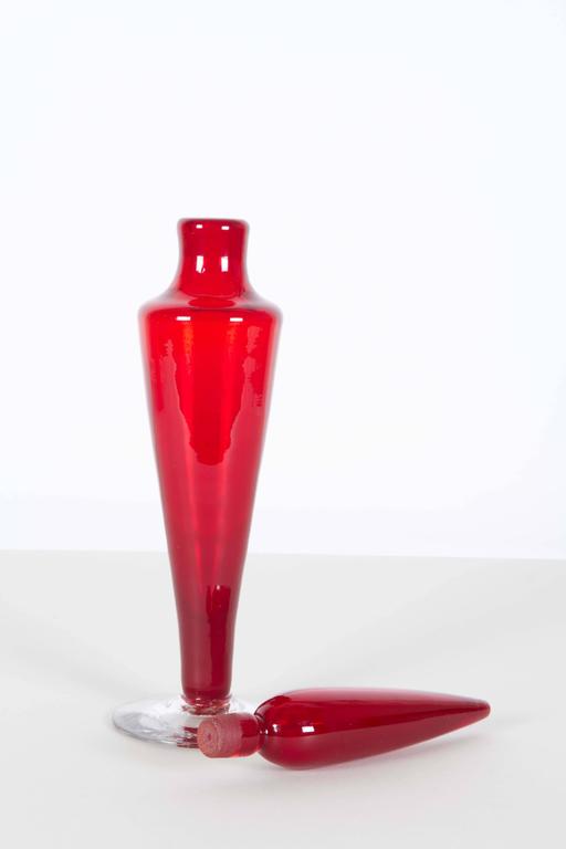 Blenko 'Regal' Red Blown Glass Decanter at 1stDibs