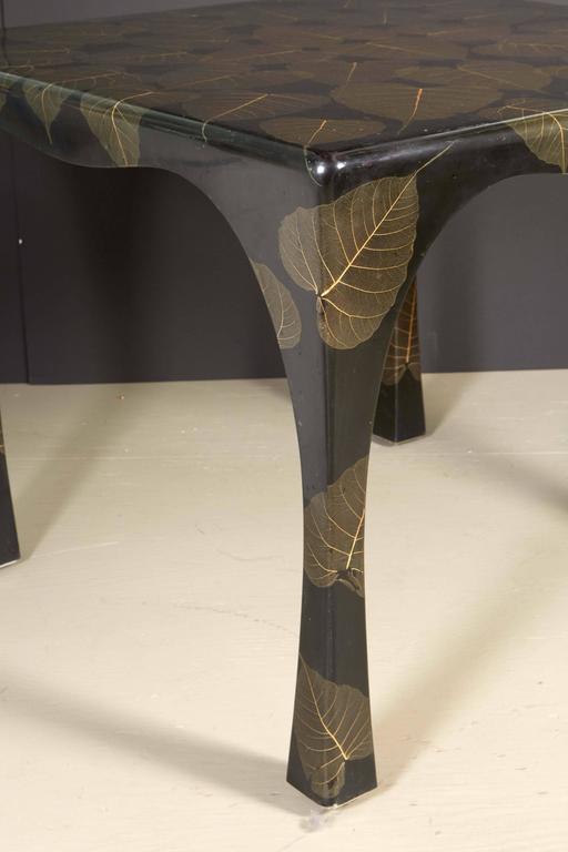 Mid-Century Modern Asian Inspired Black Lacquer Card Table with Leaf ...