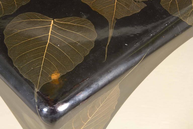 Mid-Century Modern Asian Inspired Black Lacquer Card Table with Leaf ...