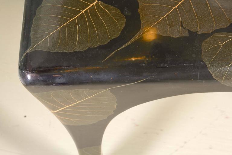 Mid-Century Modern Asian Inspired Black Lacquer Card Table with Leaf ...