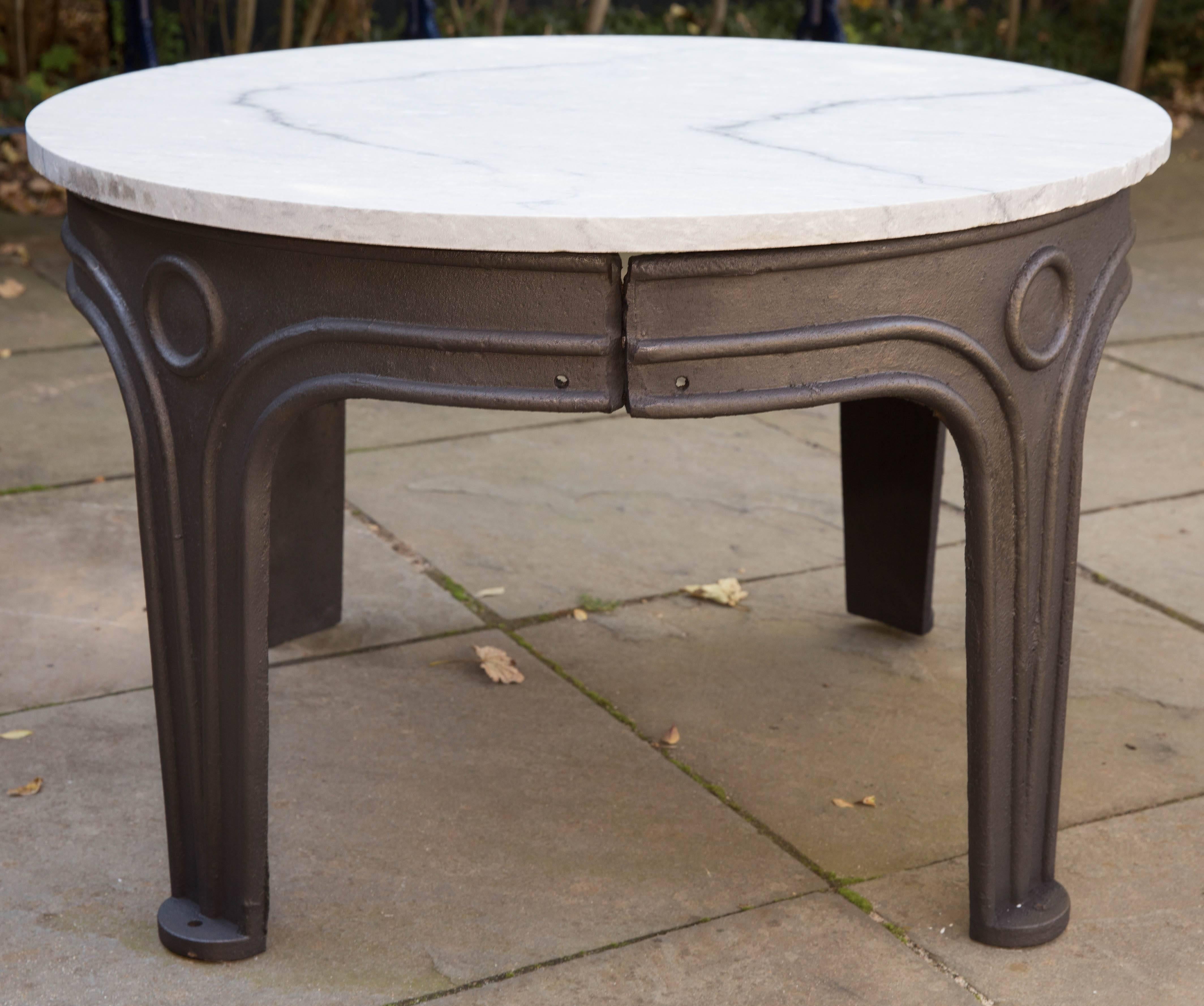 American Industrial Cast Iron Base Table with Marble Top For Sale at ...