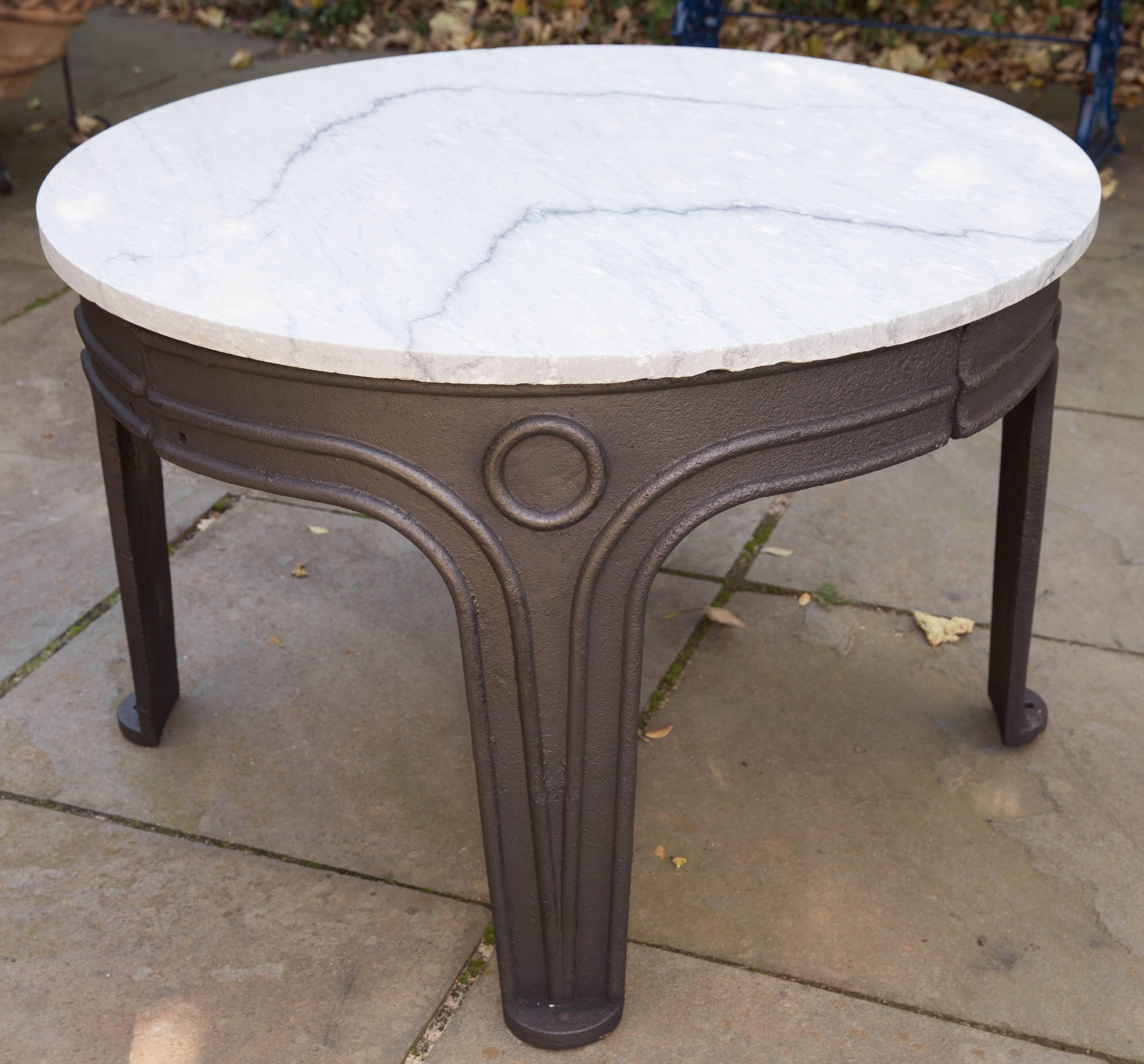 American Industrial Cast Iron Base Table with Marble Top For Sale at ...