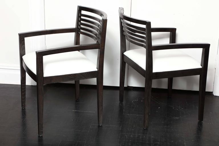 Pair of 20th Century Ebonized Oak Open Armchairs, 'Riccio' for Knoll ...