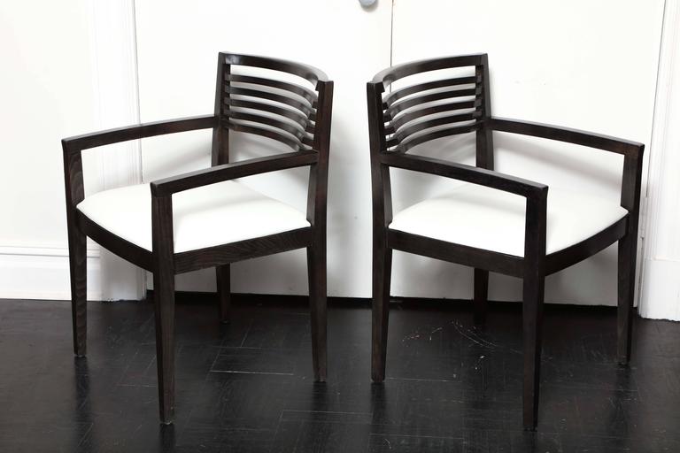Pair of 20th Century Ebonized Oak Open Armchairs, 'Riccio' for Knoll ...