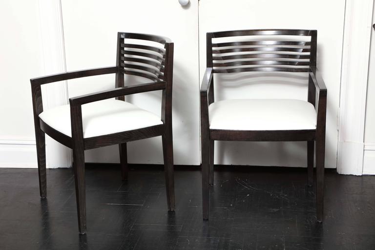 Pair of 20th Century Ebonized Oak Open Armchairs, 'Riccio' for Knoll ...