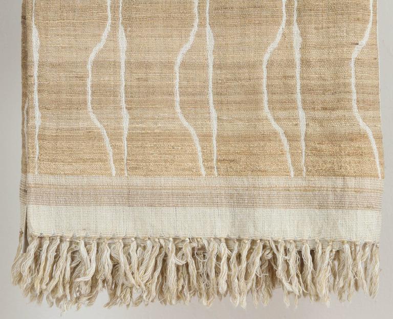 Indian Handwoven Throw. Oatmeal and Ivory. Wool and Raw Silk. For Sale ...