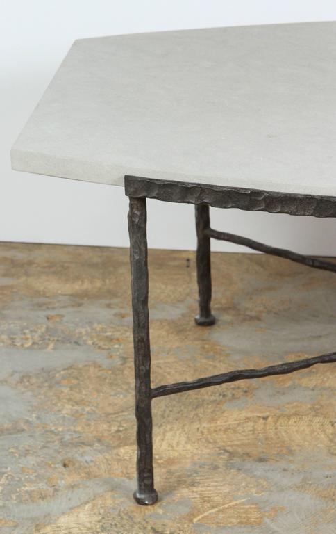 Paul Marra Ellipse Cocktail Table in Textured Iron and Bateig Blue ...