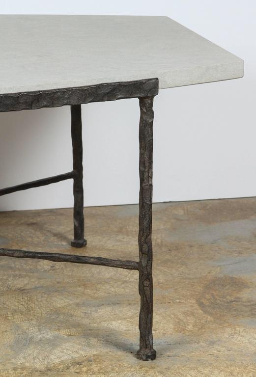 Paul Marra Ellipse Cocktail Table in Textured Iron and Bateig Blue ...