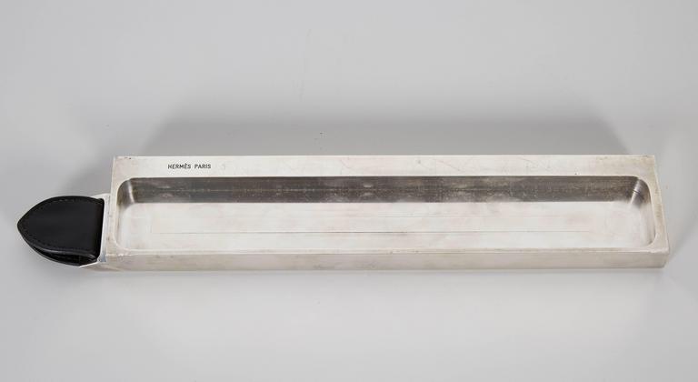 Hermes Silver and Leather Desk Ruler at 1stDibs