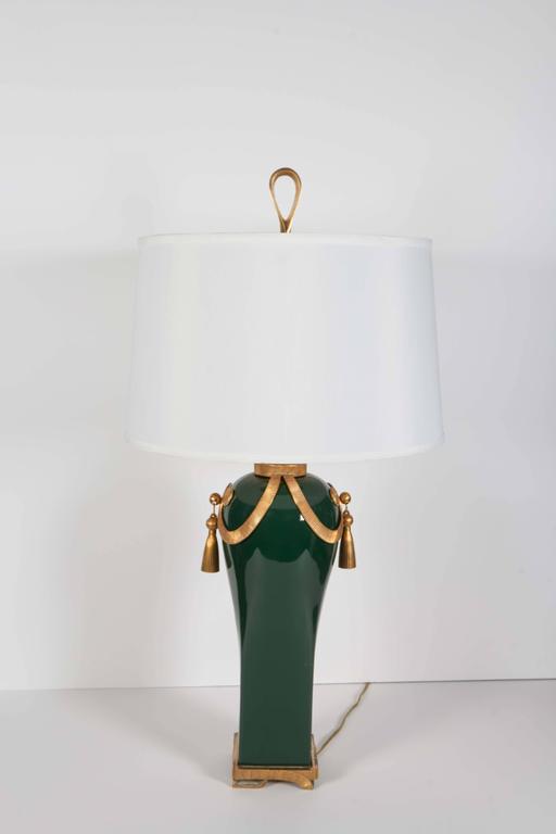 Pair of 1940s Hollywood Regency Brass and Ceramic Table Lamp at 1stDibs