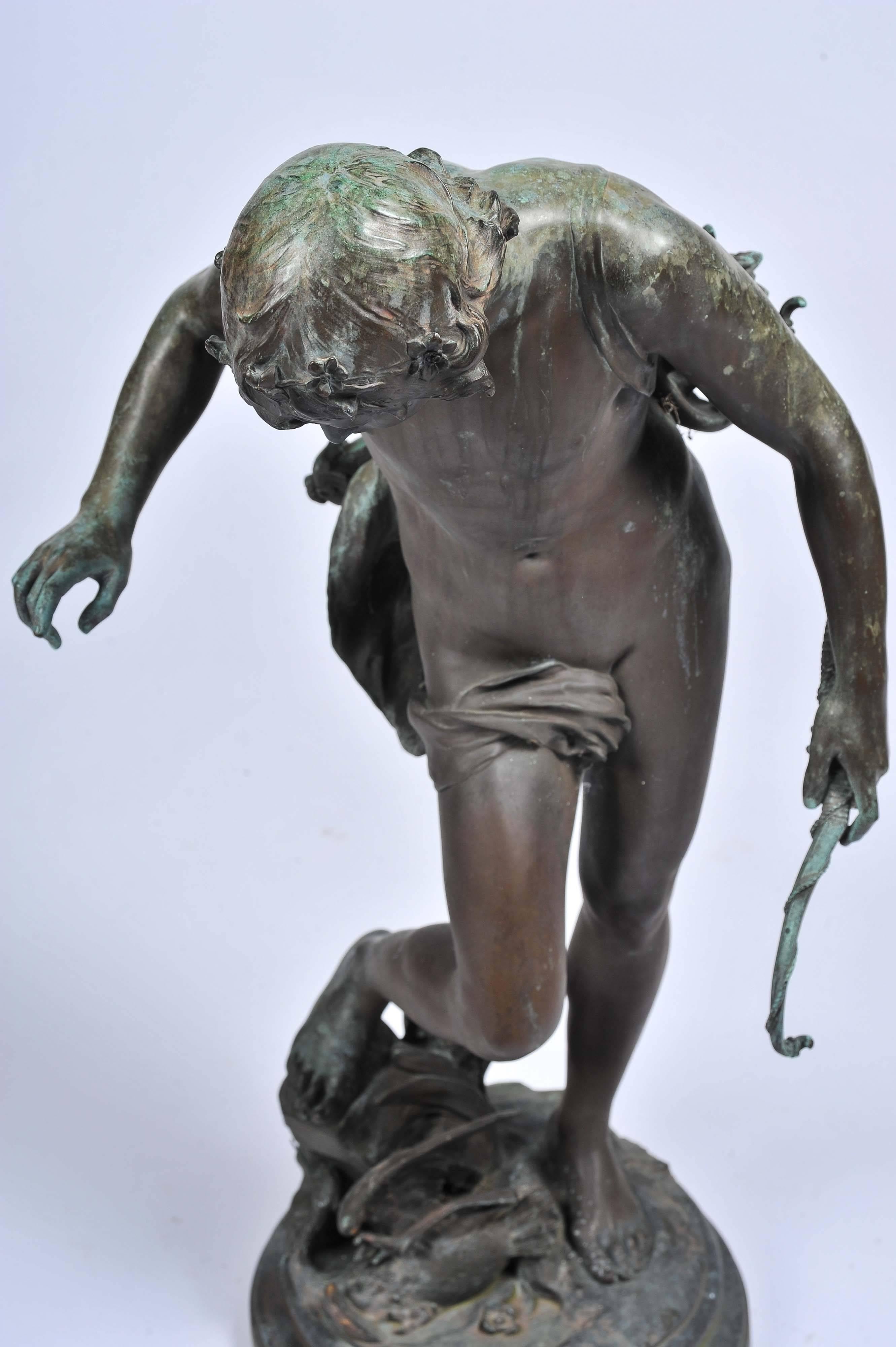 Antique Bronze Archer Sculpture, Eugene Quinton, Barbedienne 29.5"(75cm ...