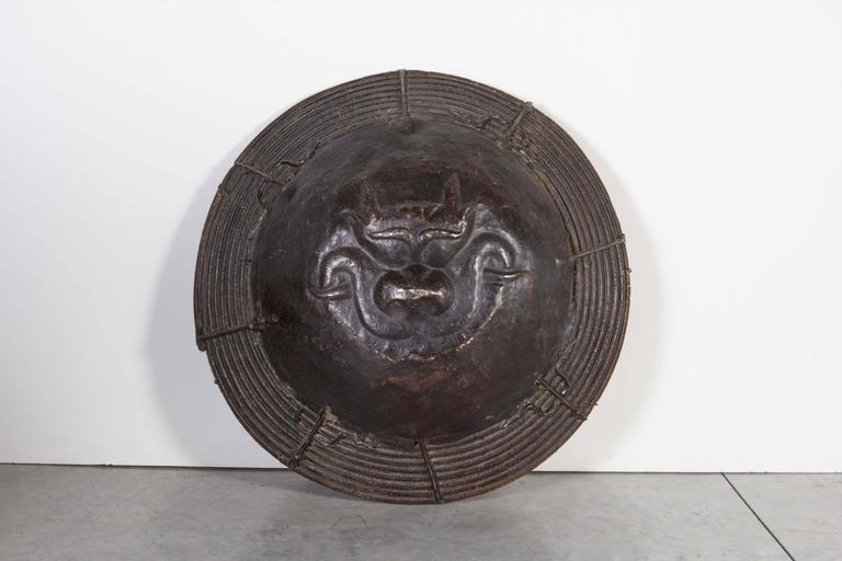 Antique Iron and Willow Tibetan Shield, Large and Unusual at 1stDibs
