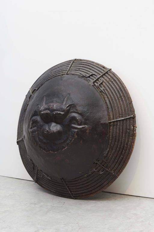Antique Iron and Willow Tibetan Shield, Large and Unusual at 1stDibs