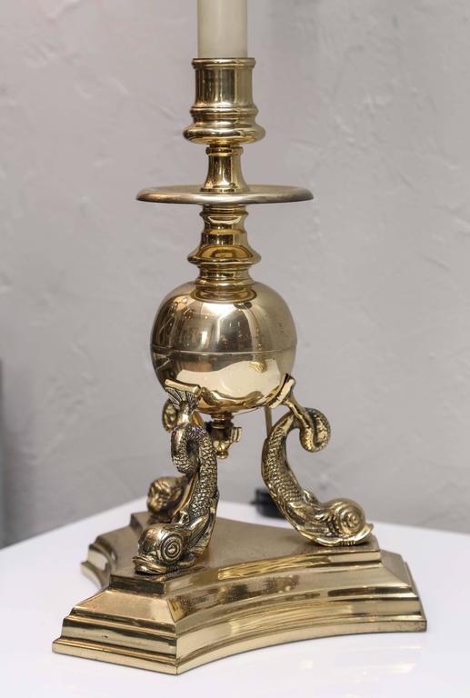 Pair of Chapman Brass Candlestick Lamps at 1stDibs