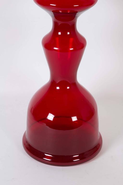 Blenko 'Chess Piece' Decanter Ruby Red Blown Glass by Wayne Husted at ...