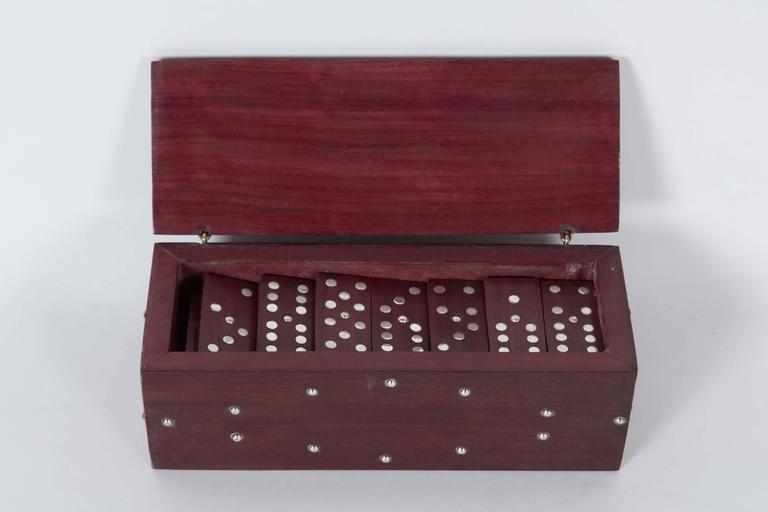 Mexican Rosewood and Sterling Silver Dominoes Set with Matching Box at ...