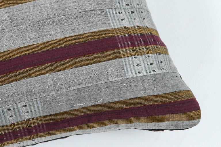 Asoke African Pillow in Burgundy Red, Gray and Gold at 1stDibs