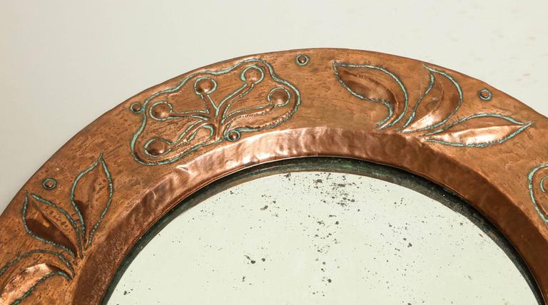 Diminutive Round Copper Mirror For Sale at 1stDibs