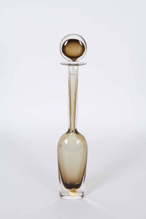 Flavio Poli for Seguso Decanter in Warm Gray Sommerso Murano Glass at ...
