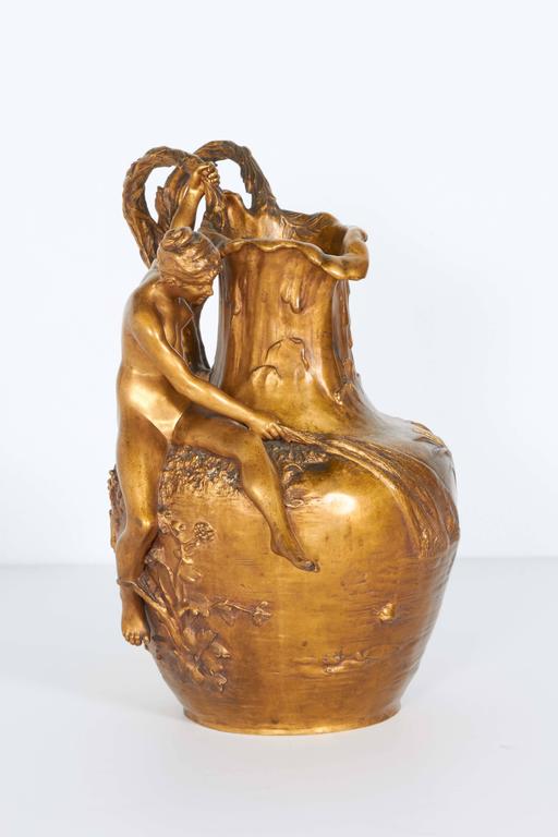 Alexandre Vibert Art Nouveau Figural Ewer, Signed For Sale at 1stDibs