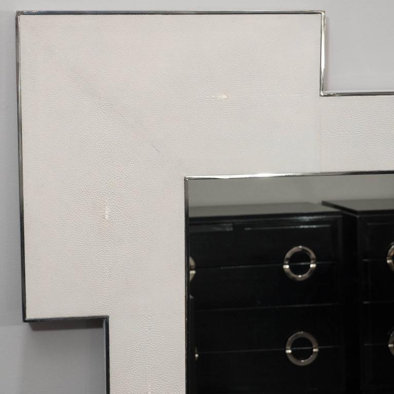 Custom Square Shagreen Mirror with Square Edges For Sale at 1stDibs