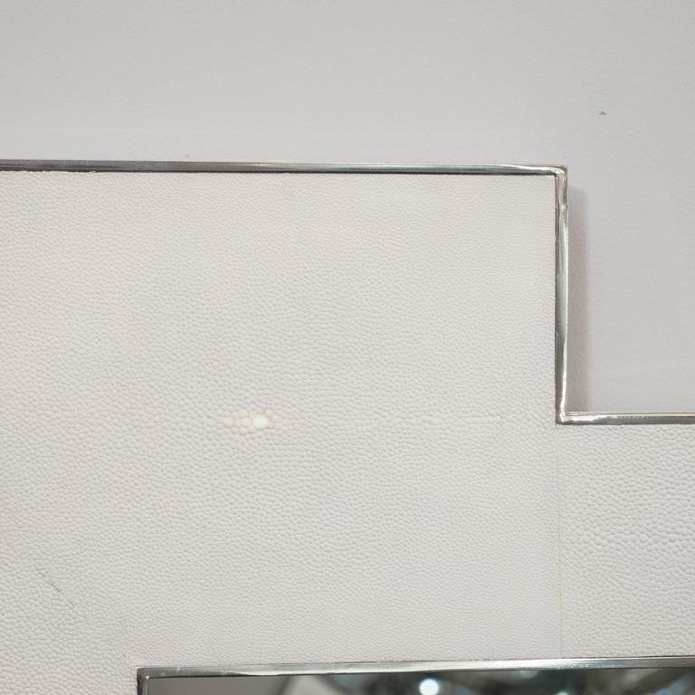 Custom Square Shagreen Mirror with Square Edges For Sale at 1stDibs