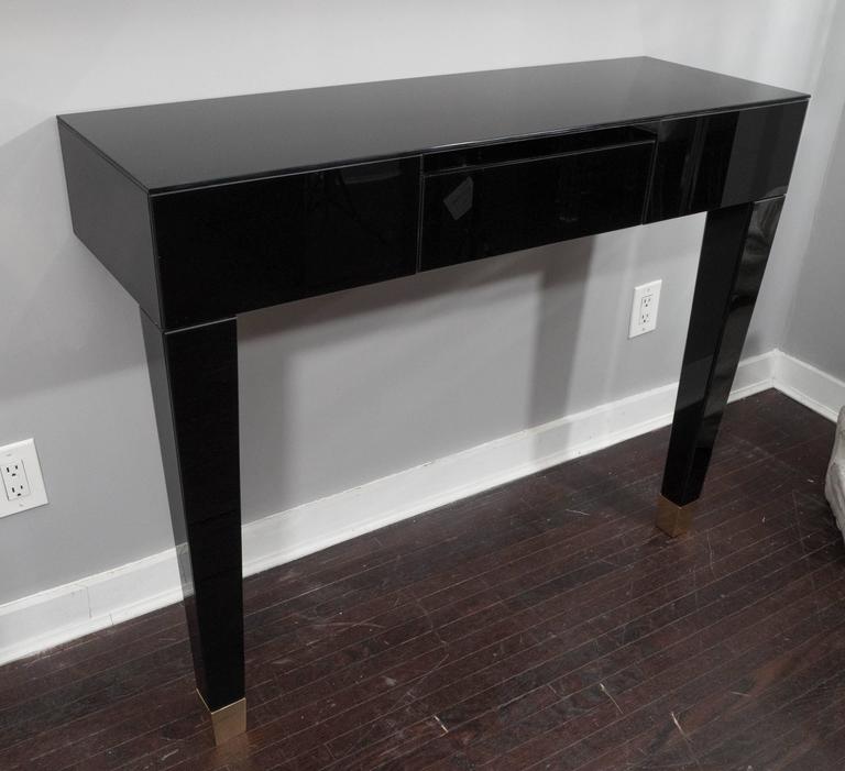 Black Glass Wall Mount Console Table For Sale at 1stDibs