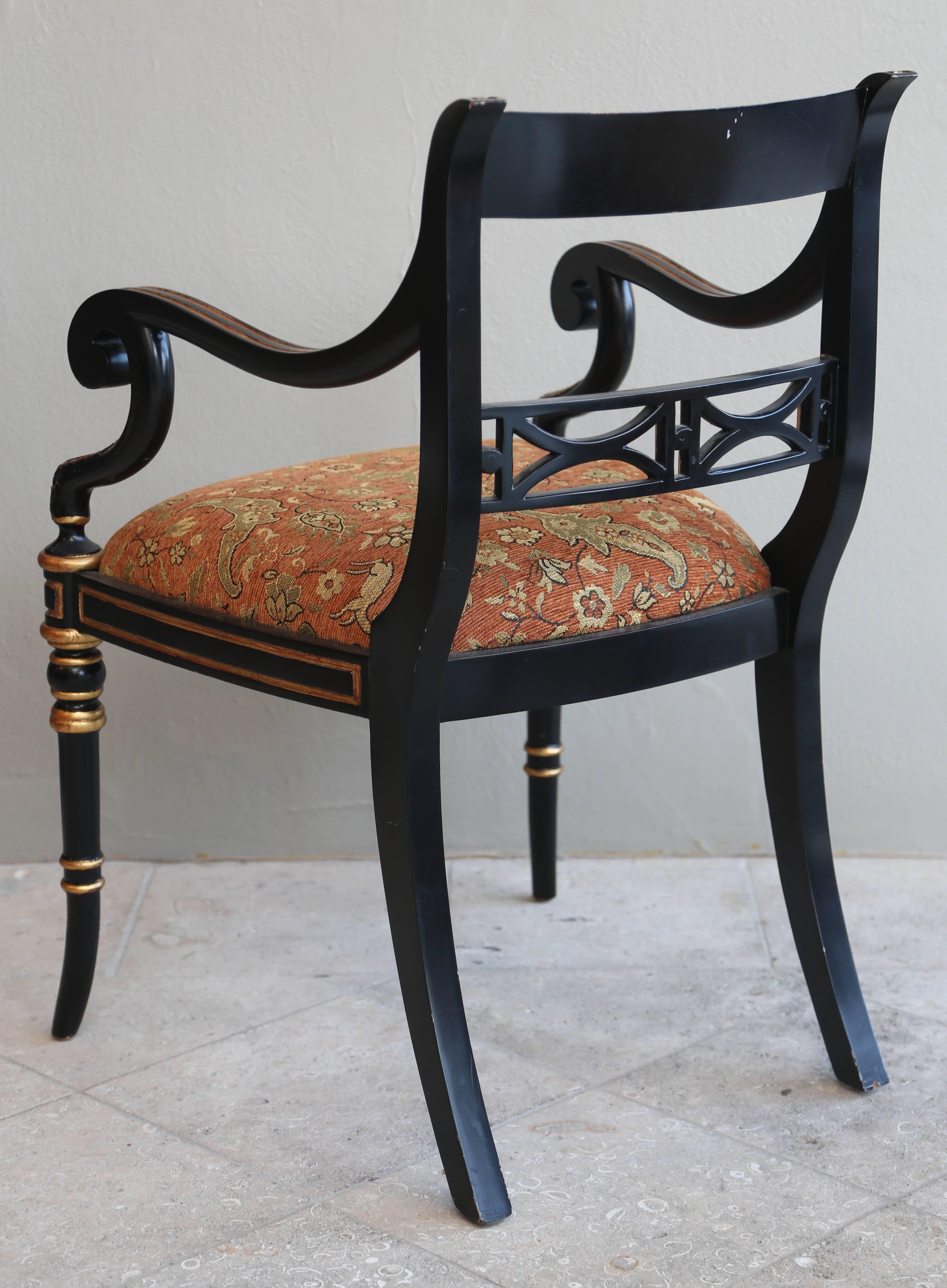 Set of Six Maitland Smith Gilt Ebony Color Dining Chairs at 1stDibs ...