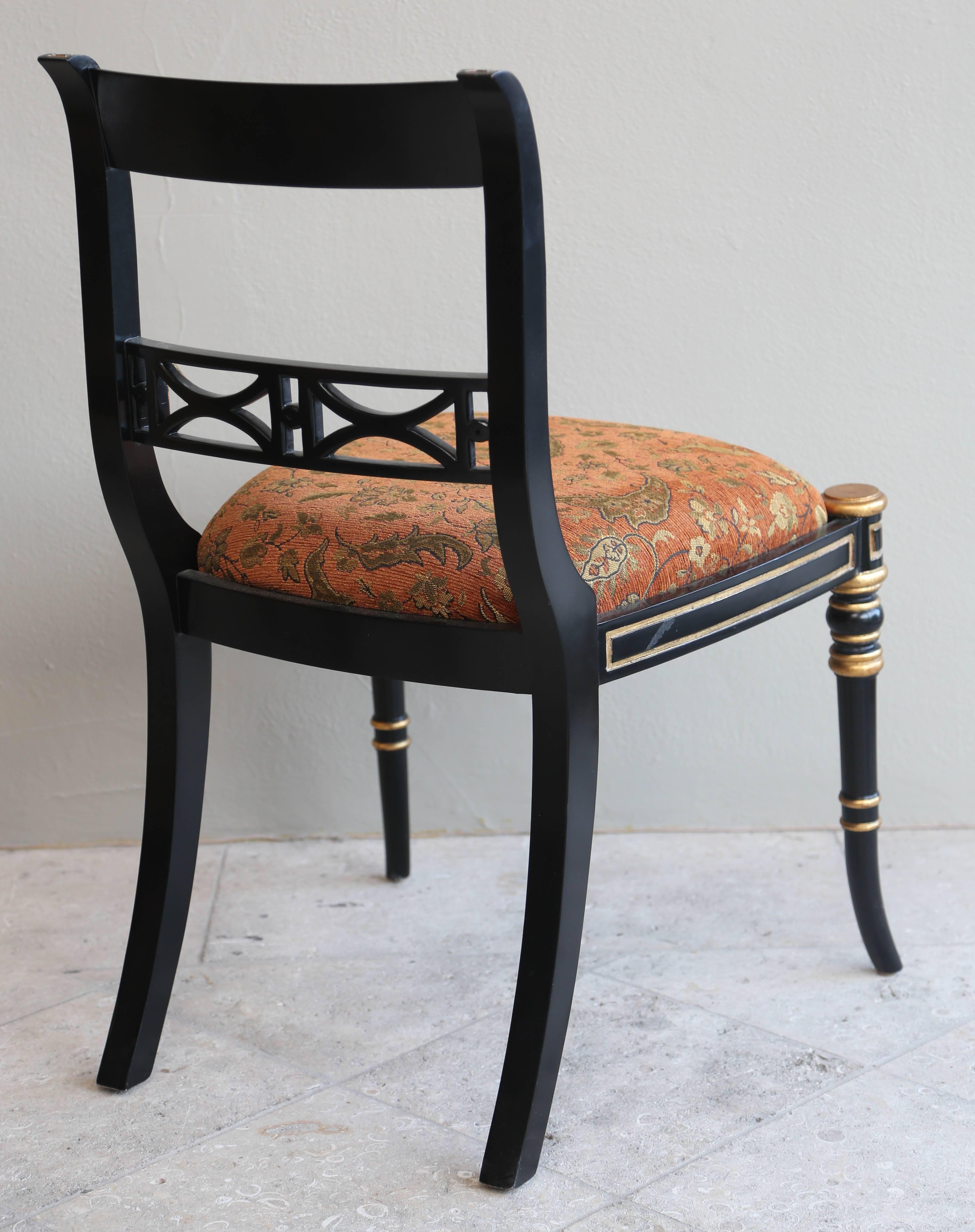 Set of Six Maitland Smith Gilt Ebony Color Dining Chairs at 1stDibs ...