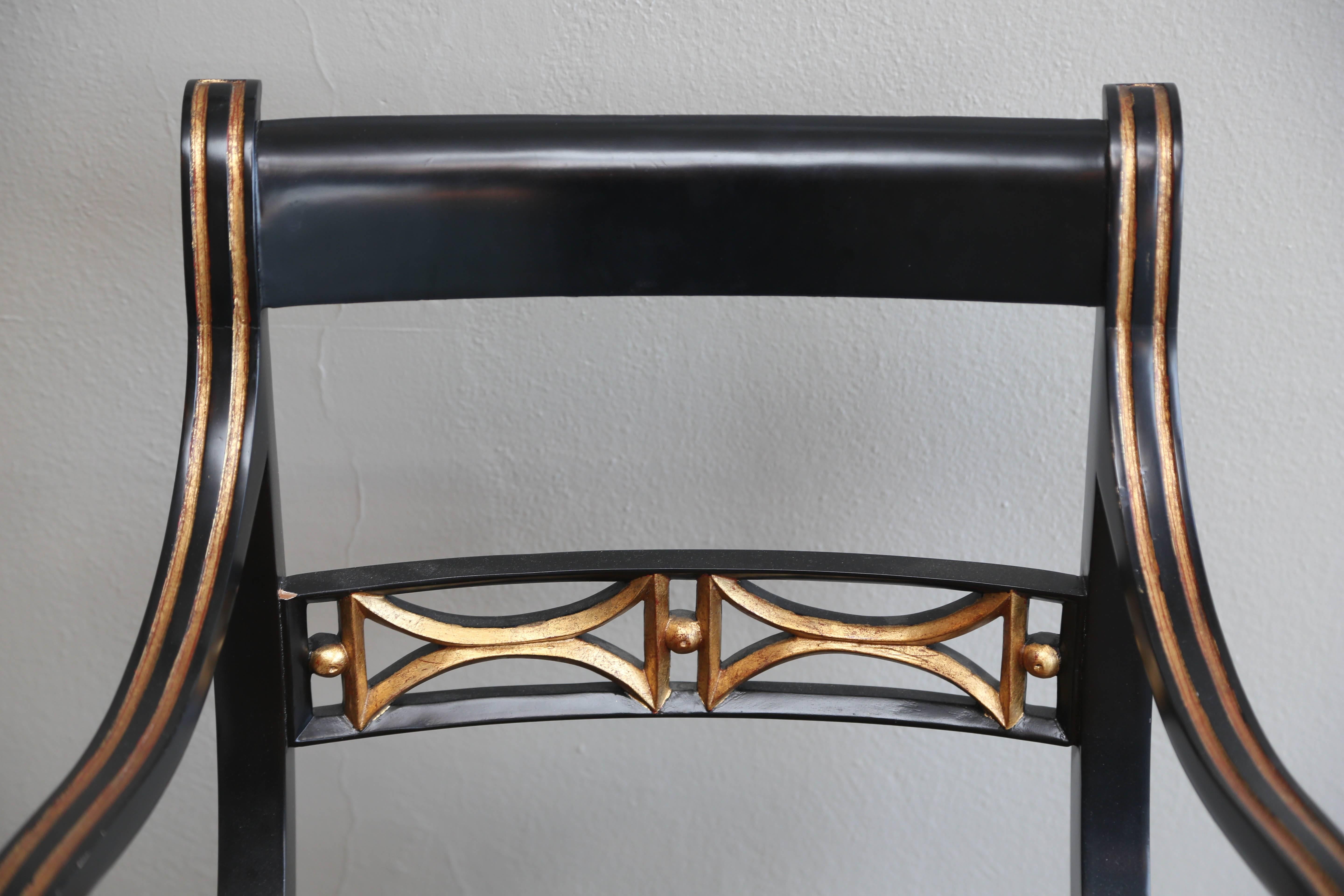 Set of Six Maitland Smith Gilt Ebony Color Dining Chairs at 1stDibs ...