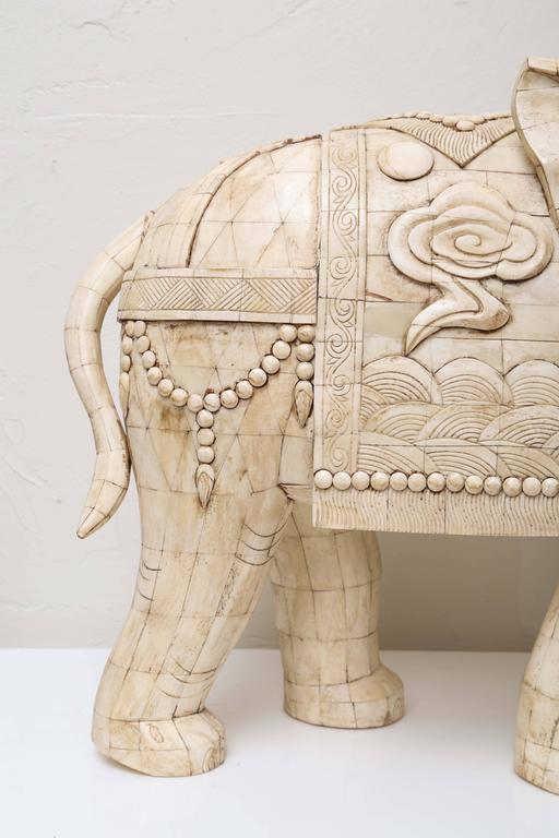 Large Inlaid Bone Elephant at 1stDibs | elephant bone