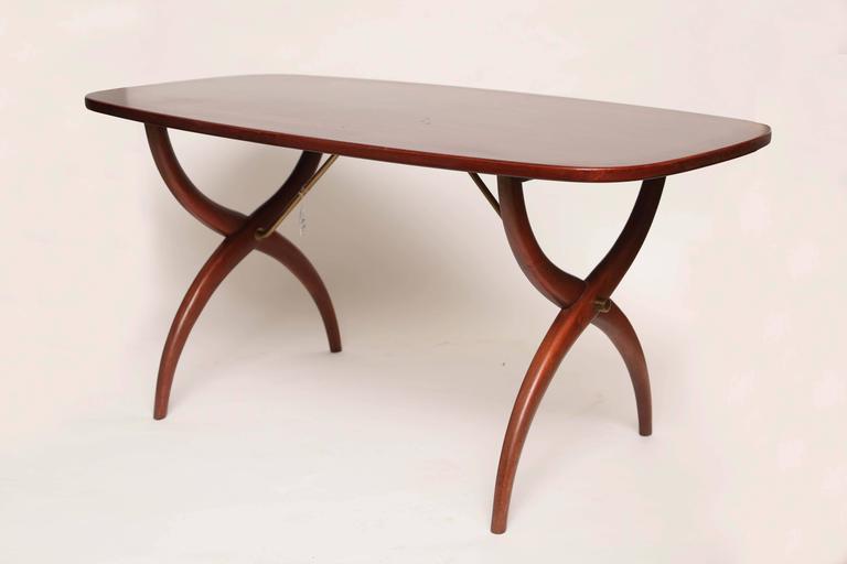 Rosewood and Brass Curved Leg Coffee Table by Yngve Ekström for ...