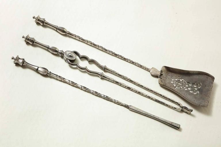 Very Fine Set of Steel Fire Tools For Sale at 1stDibs