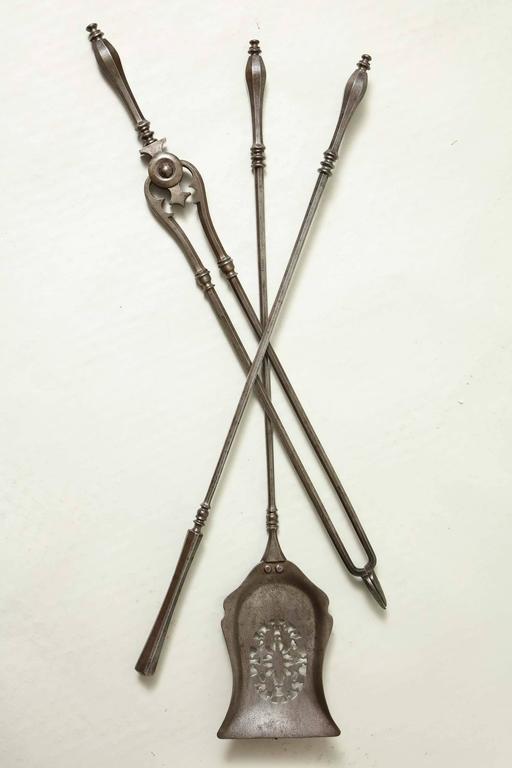 Elegant Set of Steel Fire Tools For Sale at 1stDibs