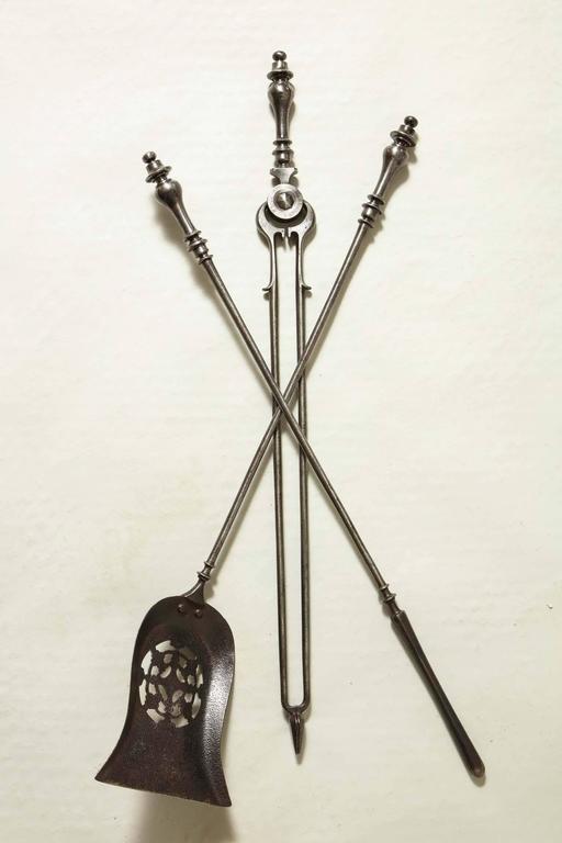Fine Set of Steel Fire Tools For Sale at 1stDibs