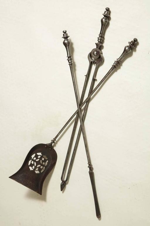 Fine Set of Steel Fire Tools For Sale at 1stDibs