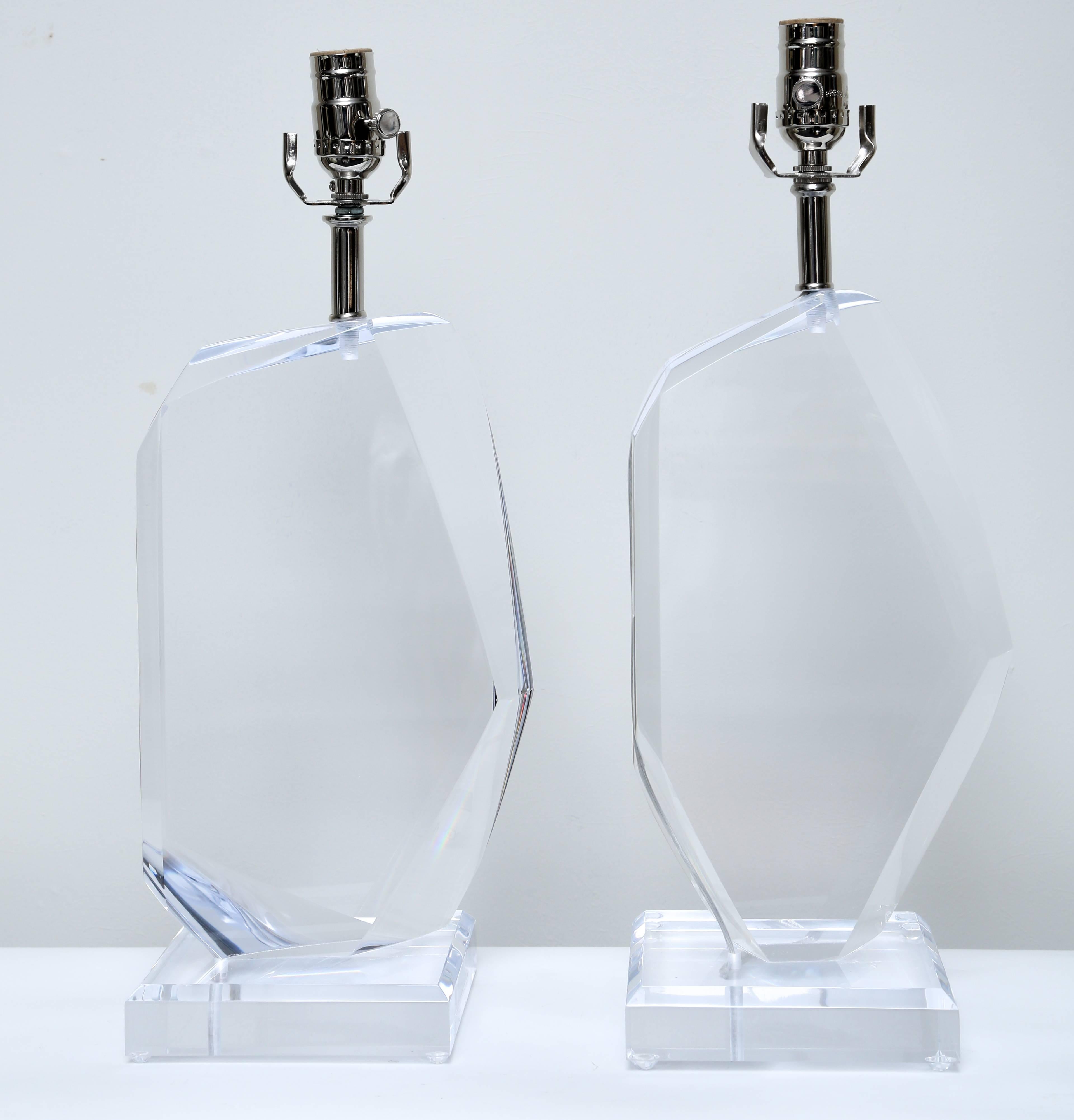 Pair of Signed Van Teal Lucite Table Lamps at 1stDibs
