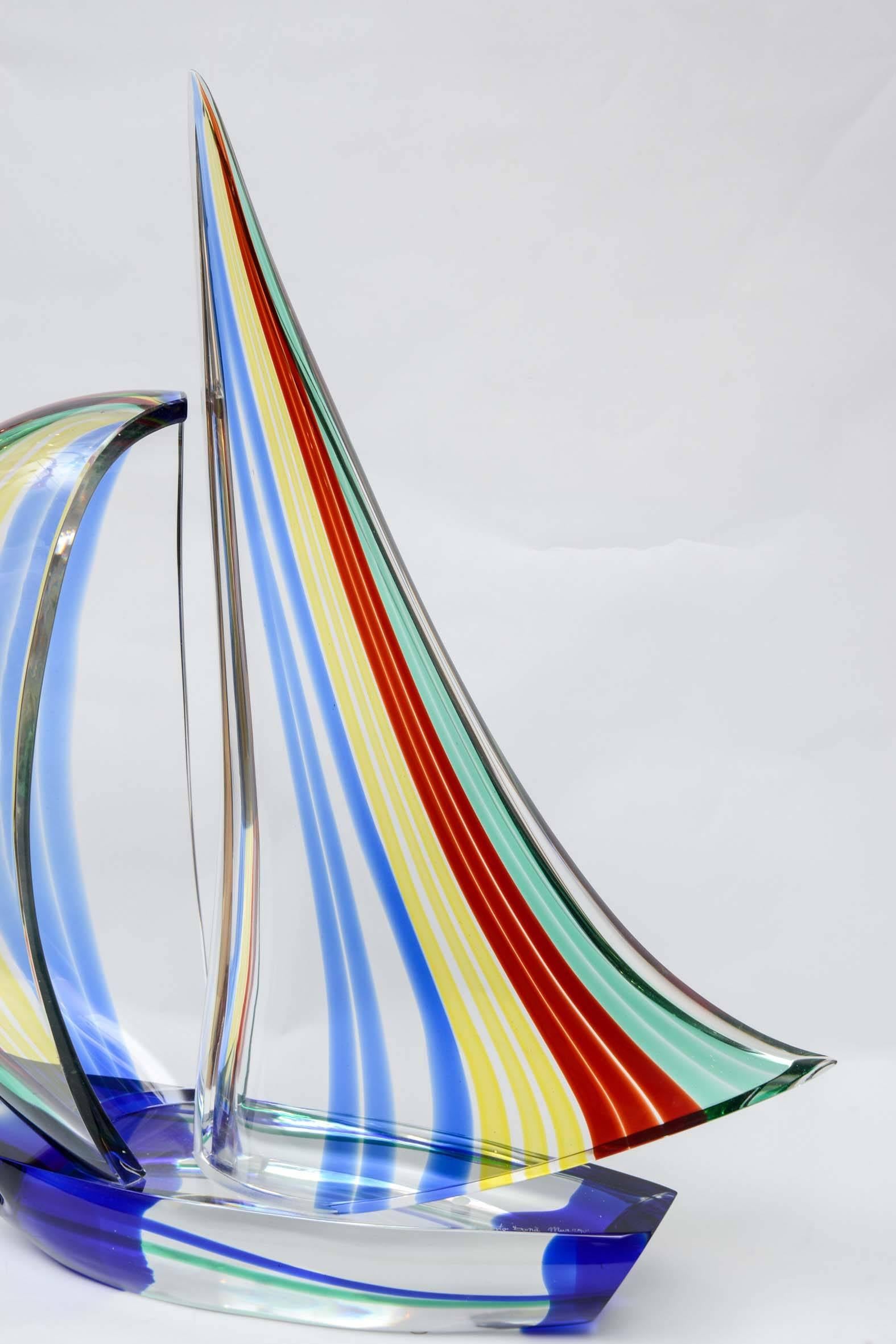 Sculpture Boat in Murano Glass at 1stDibs | murano glass boat