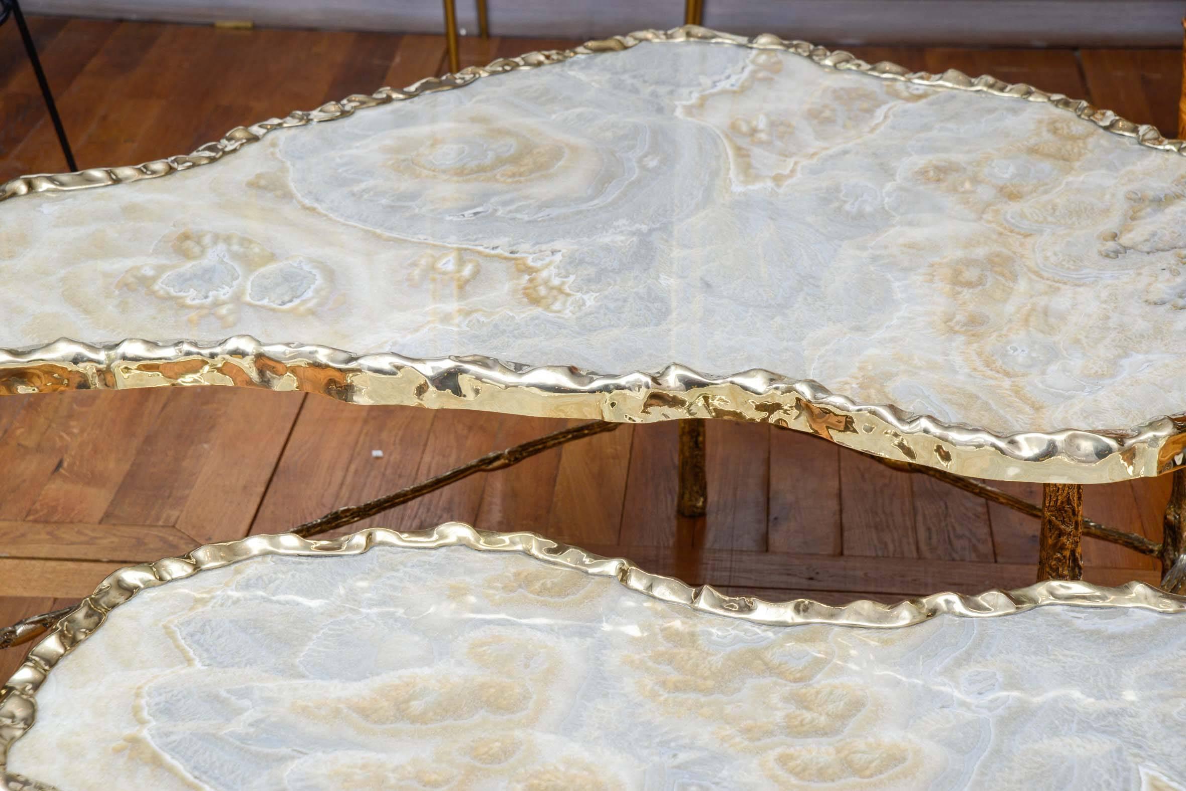 Pair of Onyx Meteorite Low Tables at 1stDibs