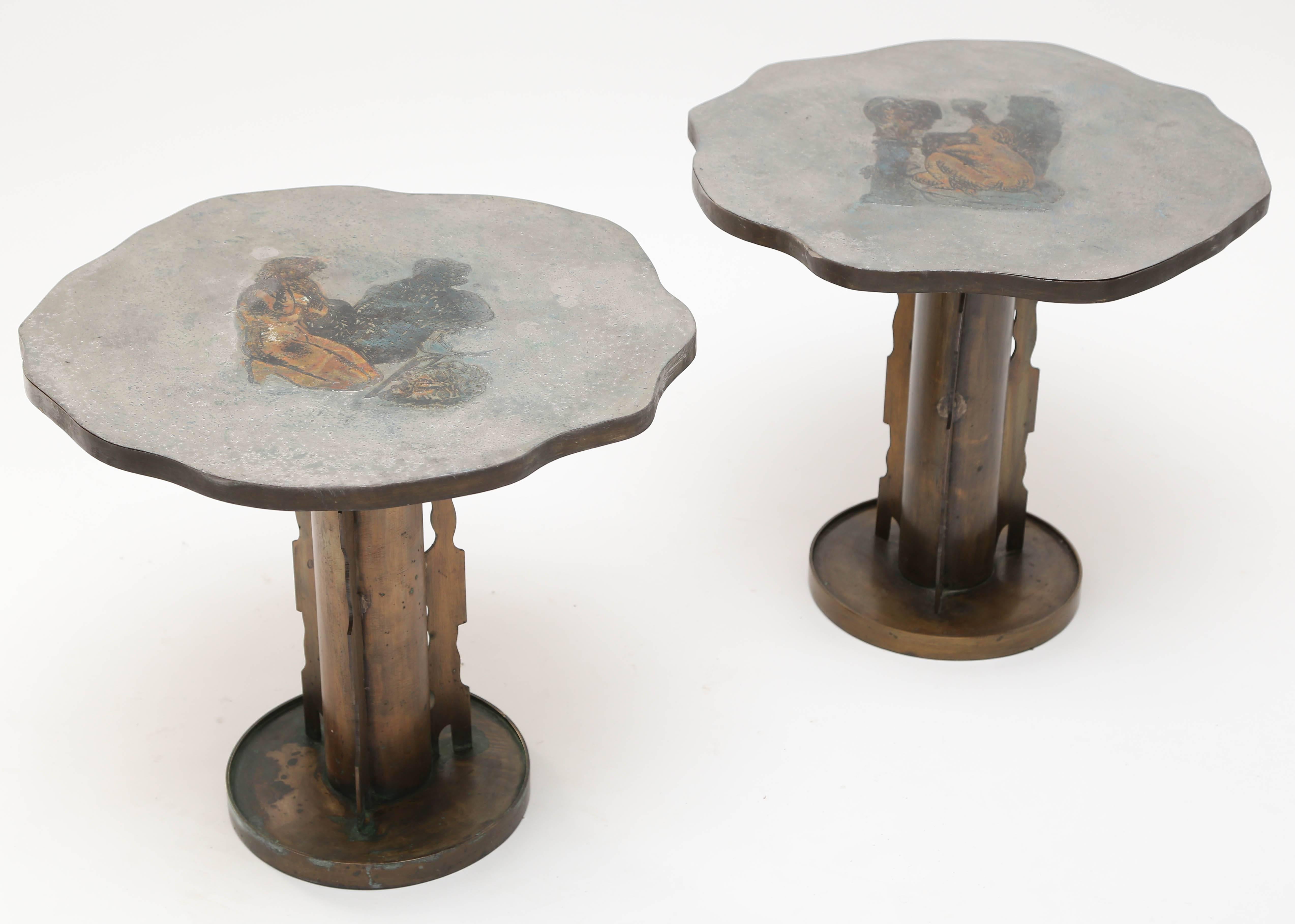 Philip and Kelvin LaVerne Apres Picasso Side Tables at 1stDibs