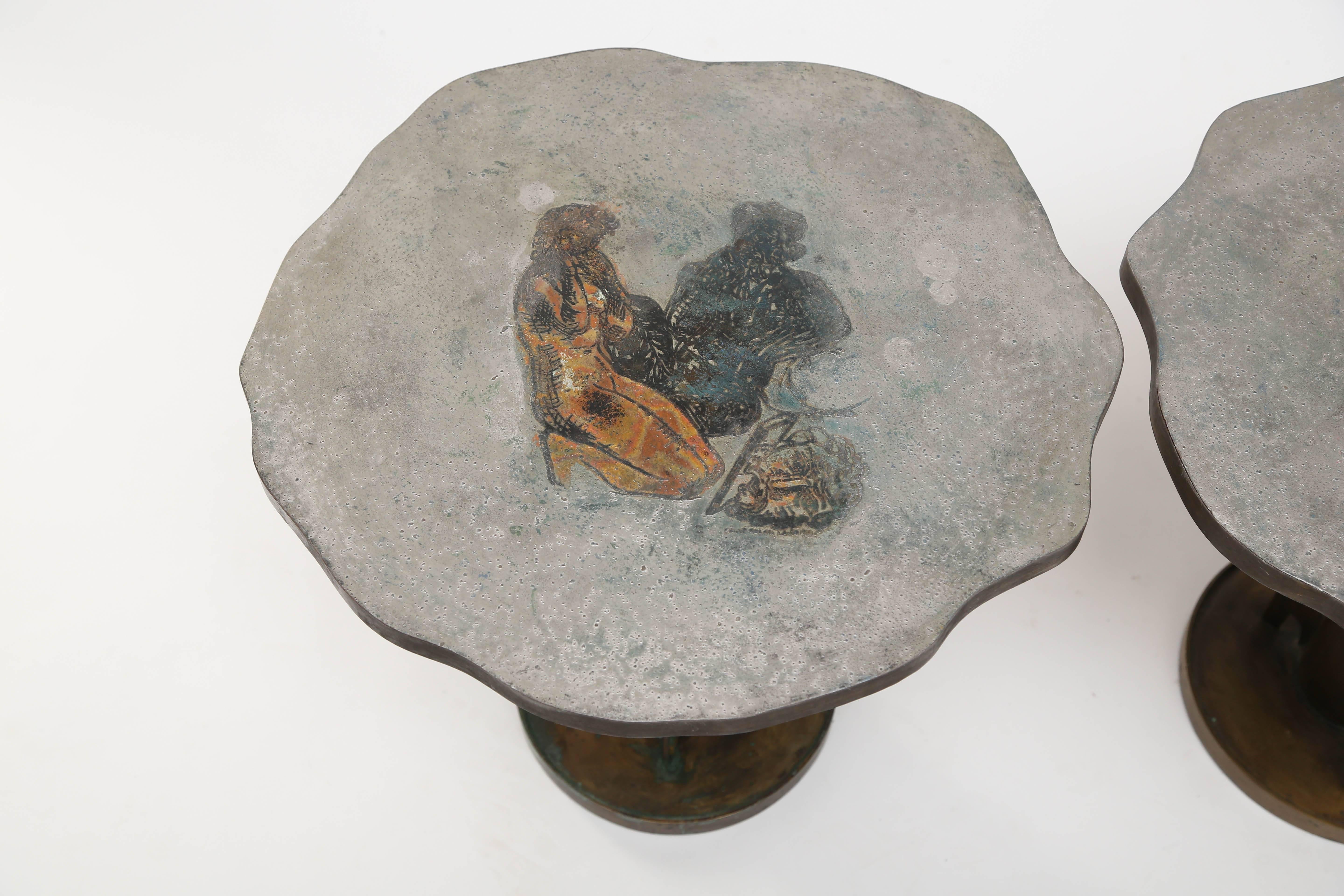 Philip and Kelvin LaVerne Apres Picasso Side Tables at 1stDibs